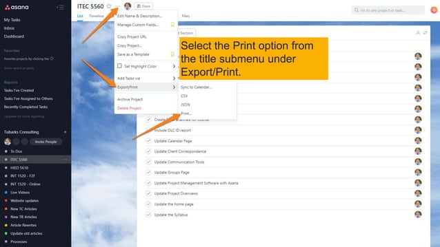 How to print out an asana task list | PPTX