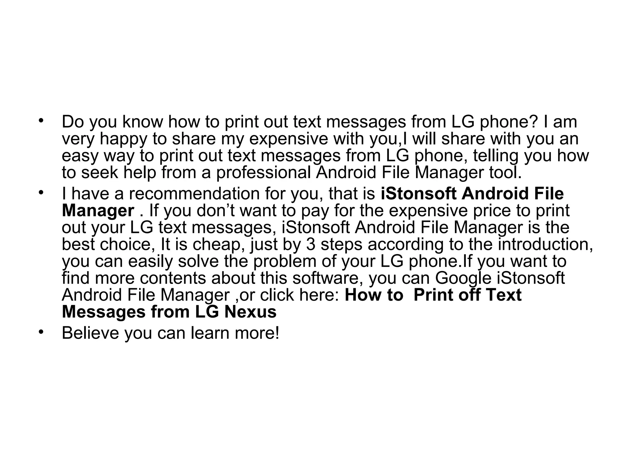 How to print off text messages from LG | PPT