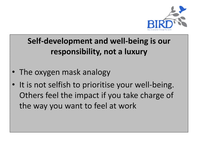 Prioritising self-care in a busy not-for-profit environment | PPT