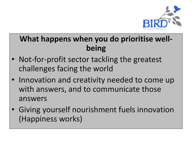 Prioritising self-care in a busy not-for-profit environment | PPT