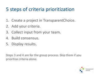 How to Prioritize Your Decision-Making Criteria - TransparentChoice ...