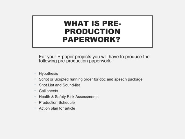 How to produce pre production paperwork | PPT | Video Production ...