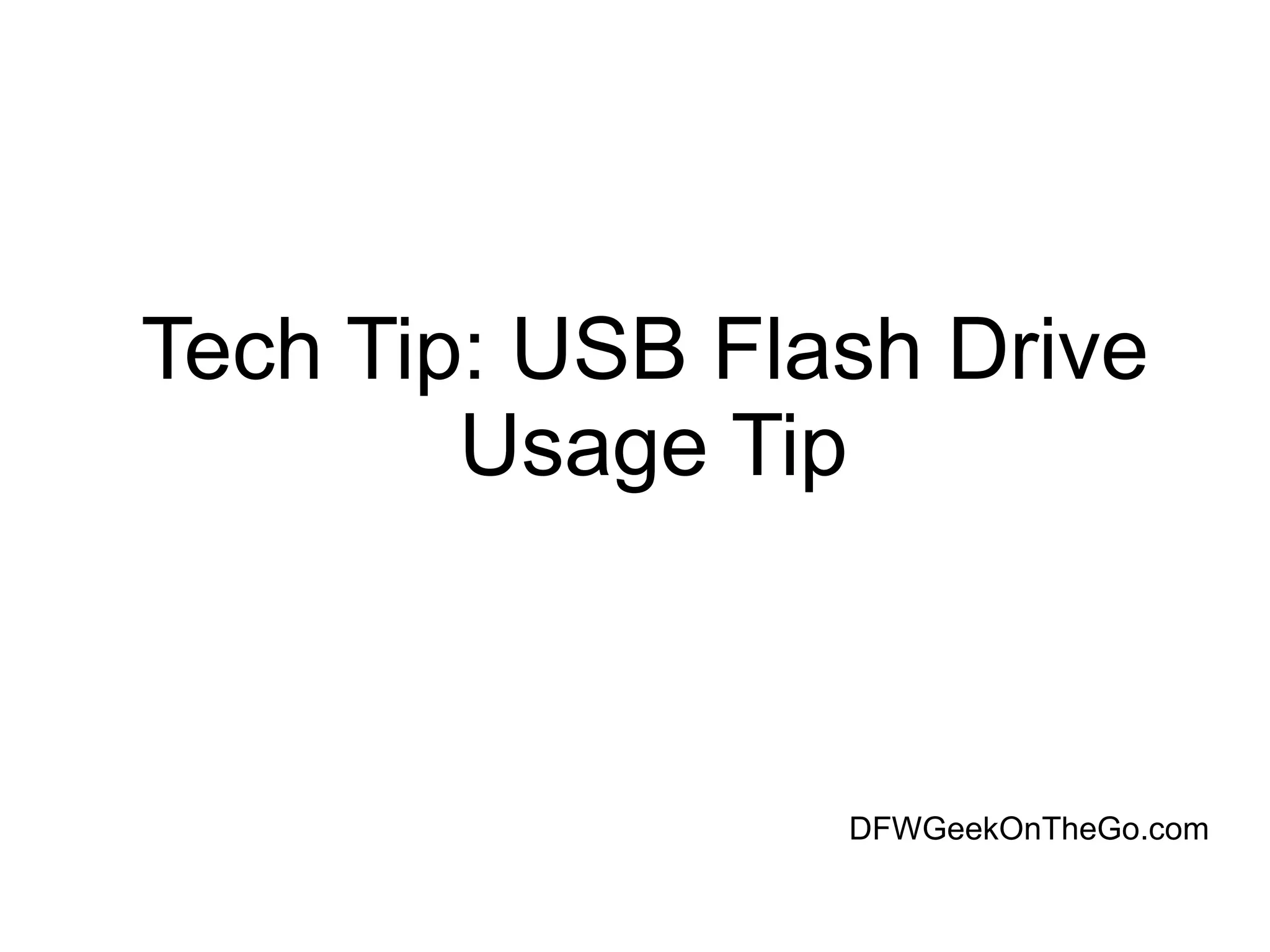 How To Properly Unplug A USB Flash Drive | ODP | Data Storage and ...