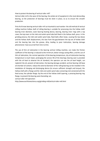 How to protect the bearing of vertical roller mill | DOCX