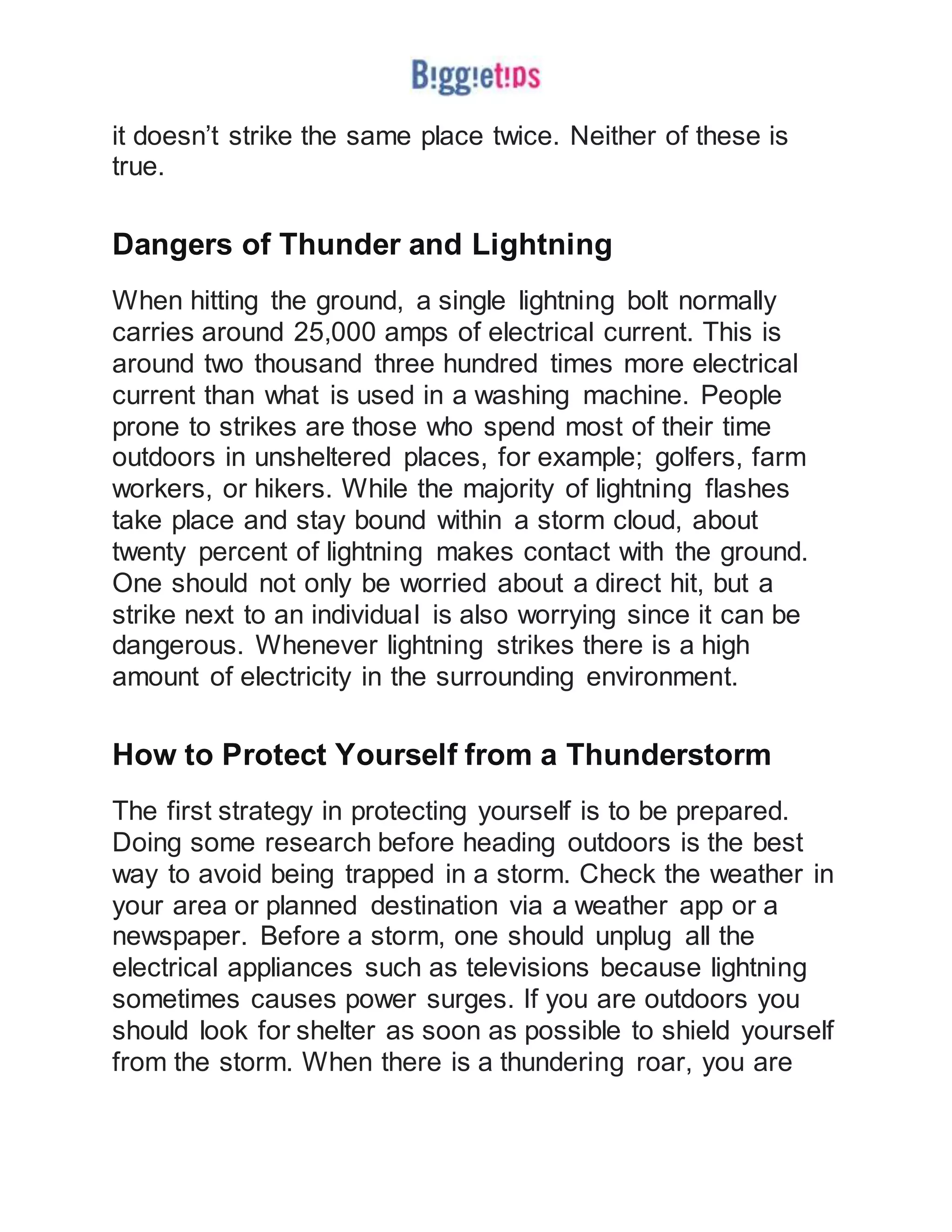 How to protect yourself from a thunderstorm | DOCX