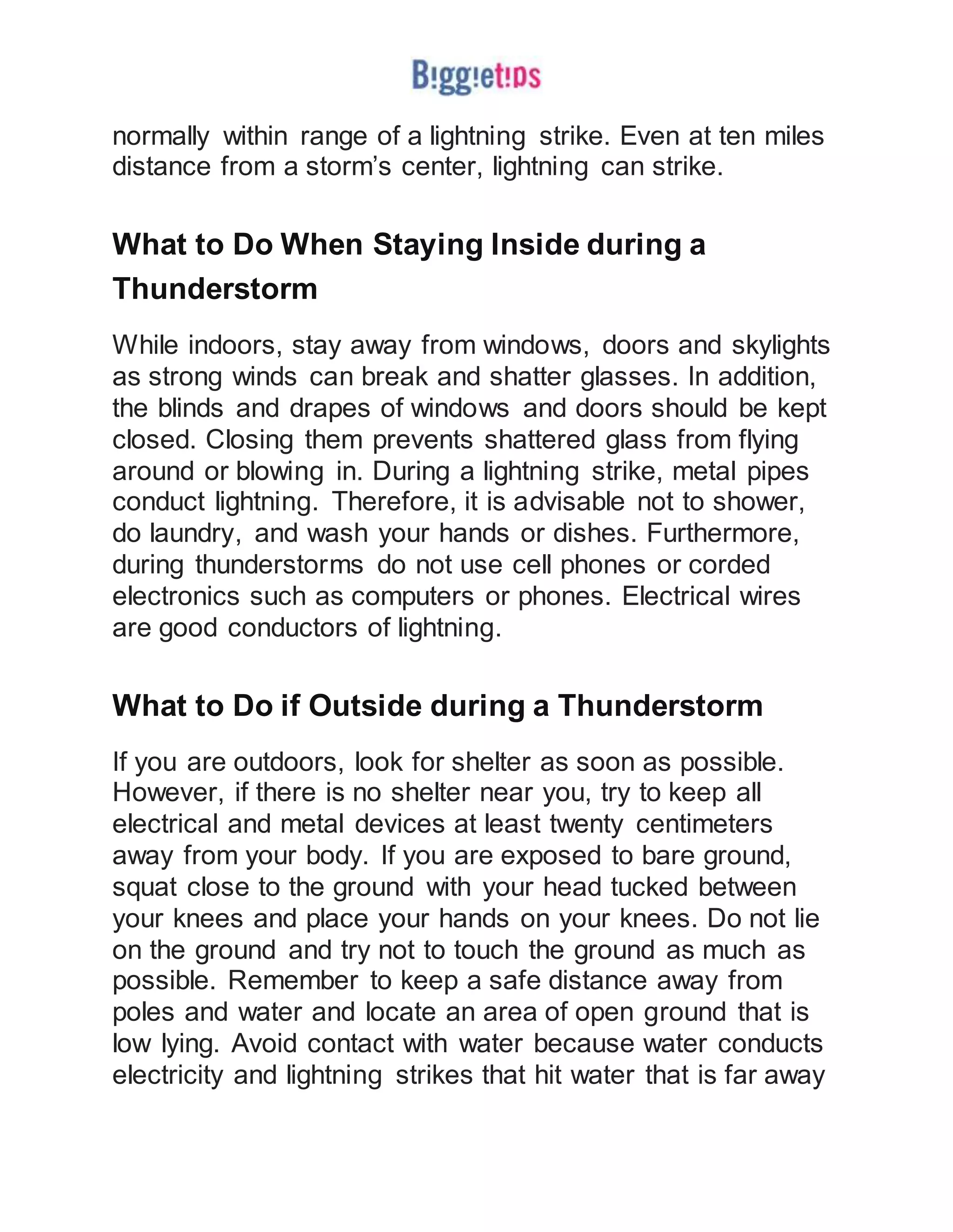 How to protect yourself from a thunderstorm | DOCX