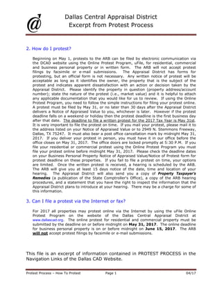 Dallas CAD - How to protest | PDF