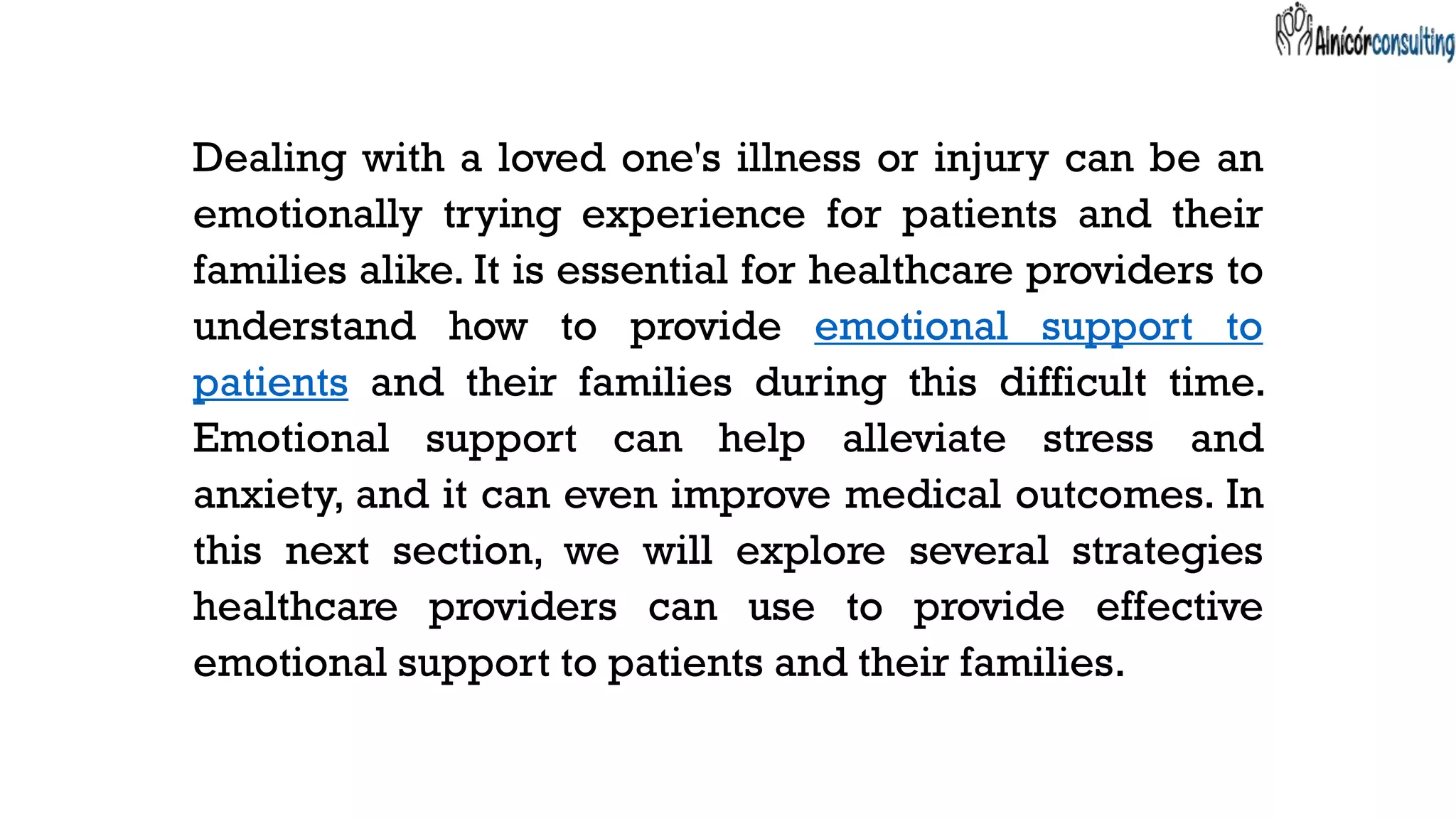 How To Provide Emotional Support To Patients And Their Families? | PDF
