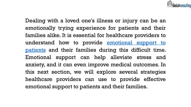How To Provide Emotional Support To Patients And Their Families? | PPT