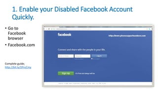 Recover Facebook Account After Being Disabled. | PPTX