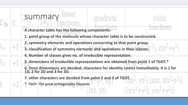 How to read a character table | PPTX