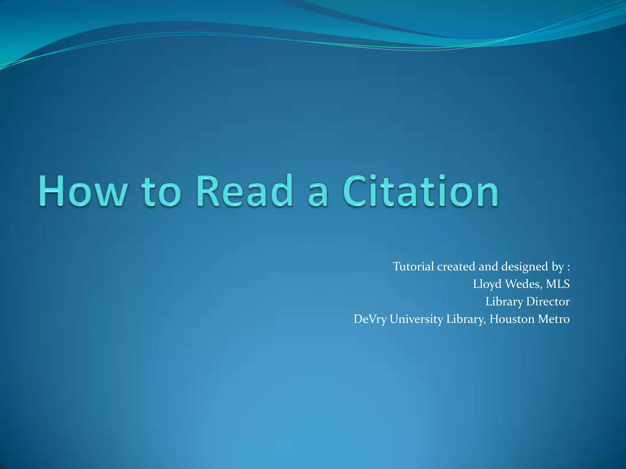 How to read an APA citation | PPT