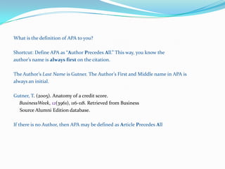 How to read an APA citation | PPTX