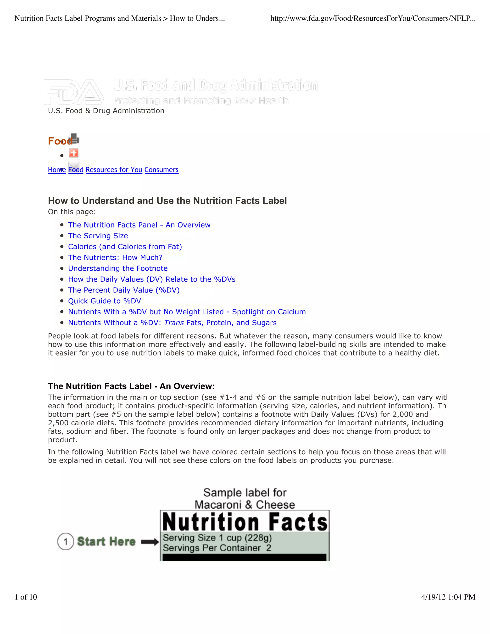 Understanding food labels | PDF