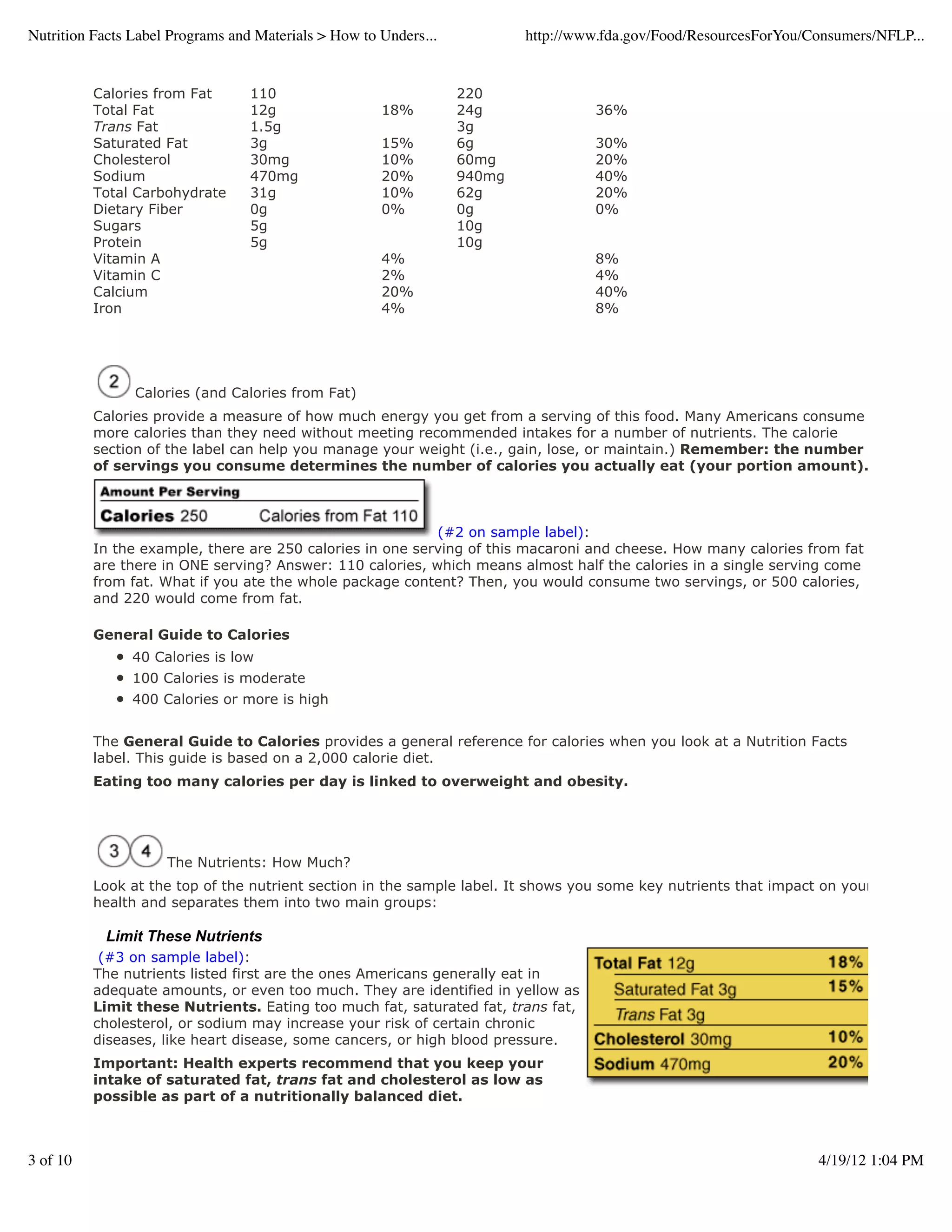 Understanding food labels | PDF