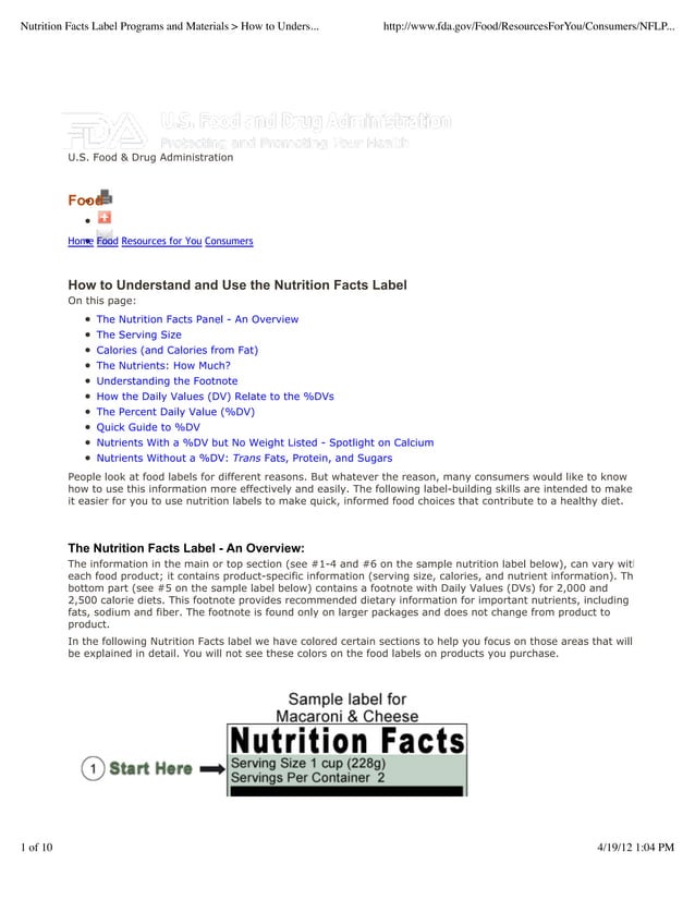 Understanding food labels | PDF