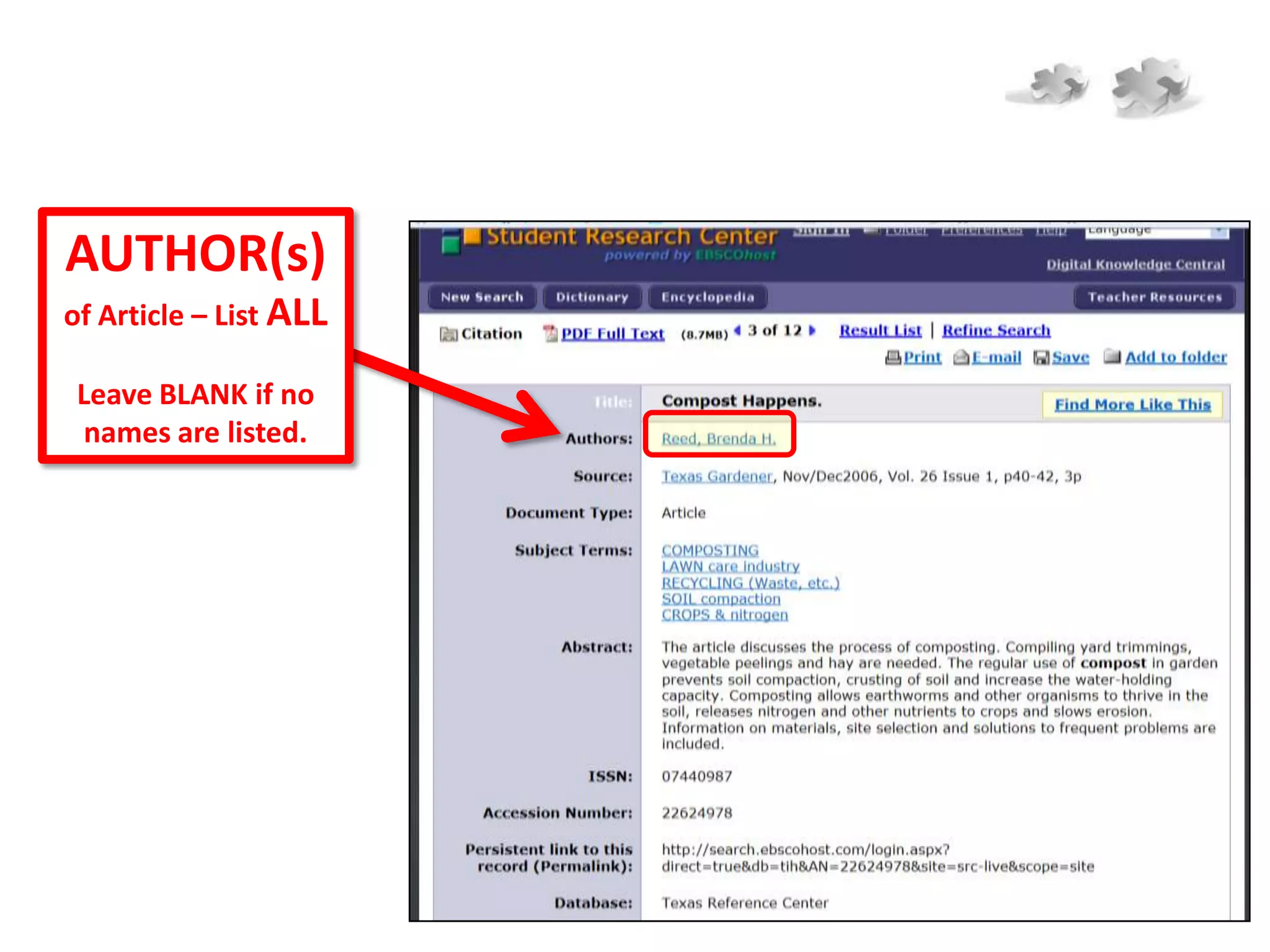 Citing EBSCOhost Articles | PPTX