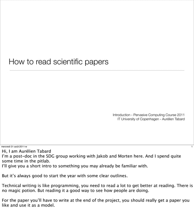 How to read a scientific paper | PDF