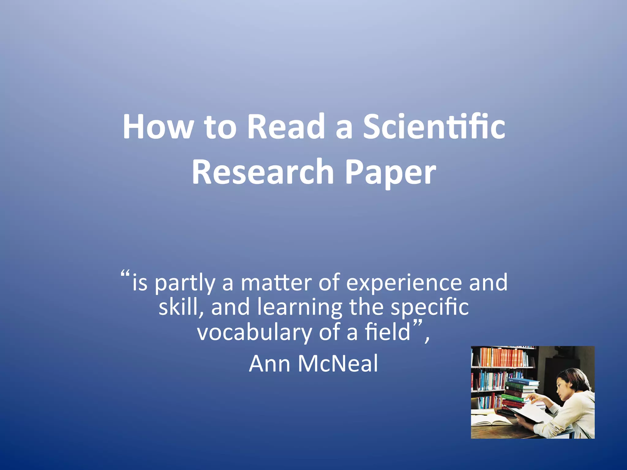 How to read a scientific paper | PDF