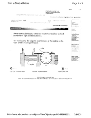 How to read calipers | PDF
