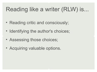 How to read like a writer | PPT