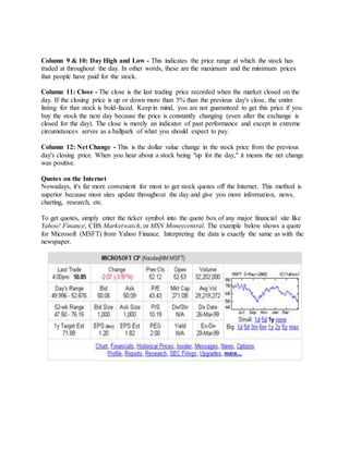 How to read stock quotes | DOCX
