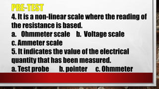 HOW TO READ THE RESISTANCE USING MULTI-TESTER.pptx | Physics | Science