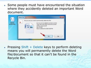 How to Recover Deleted Word Documents on Windows | PPTX | Operating ...