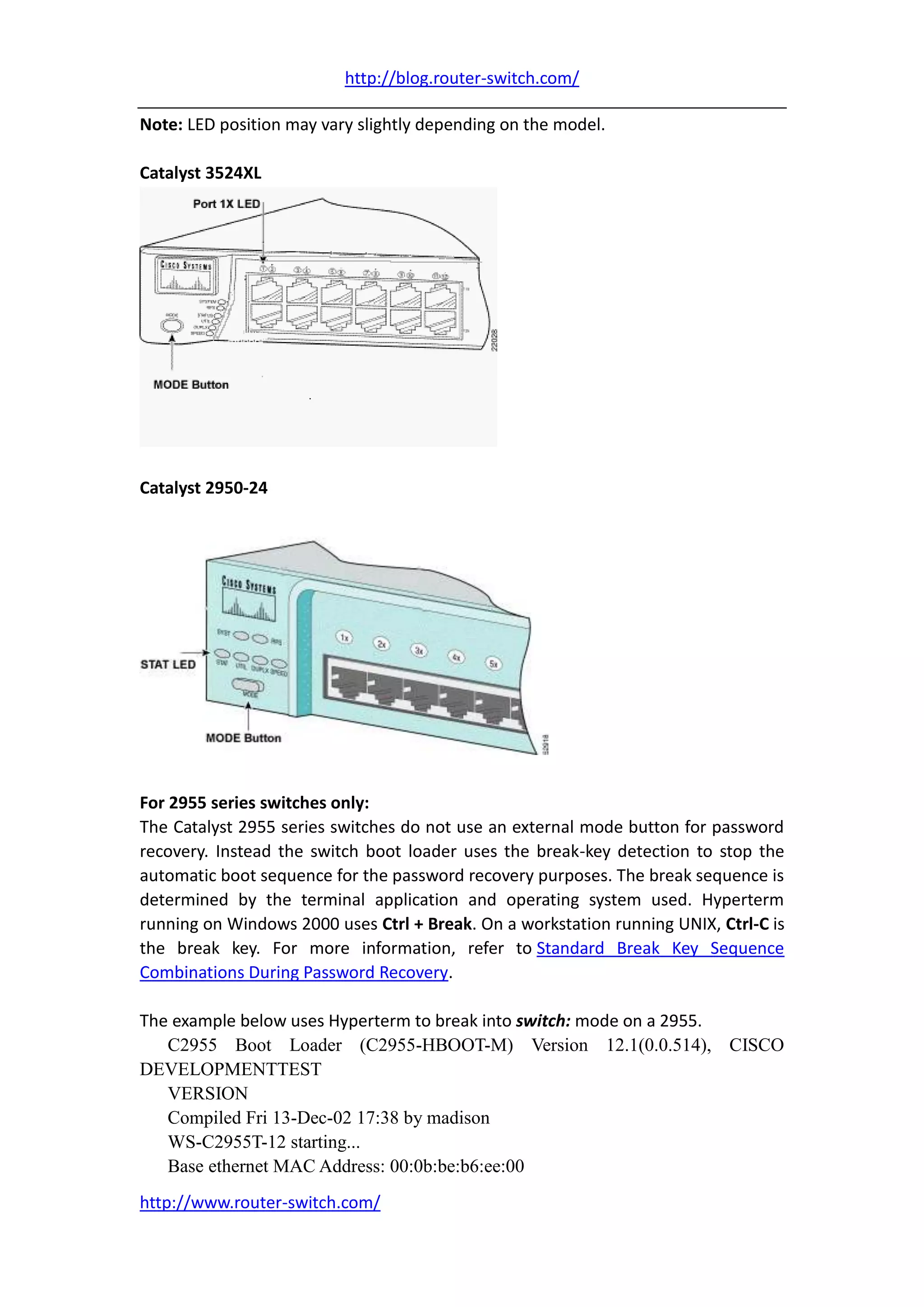 How To Recover Password On The Cisco Catalyst Fixed Configuration Layer 2andlayer 3 Switches