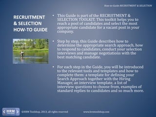 Recruitment & Selection - How to recruit and select new employees. A ...