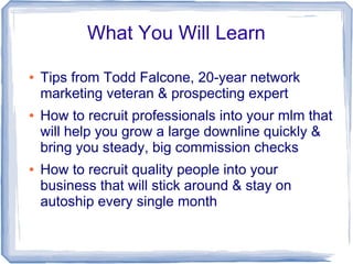 MLM Sponsoring: How to Easily Recruit Professionals to Grow A Big Check ...