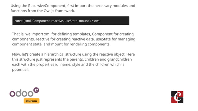 How To Recursively Render Components In Owl in odoo | PPT