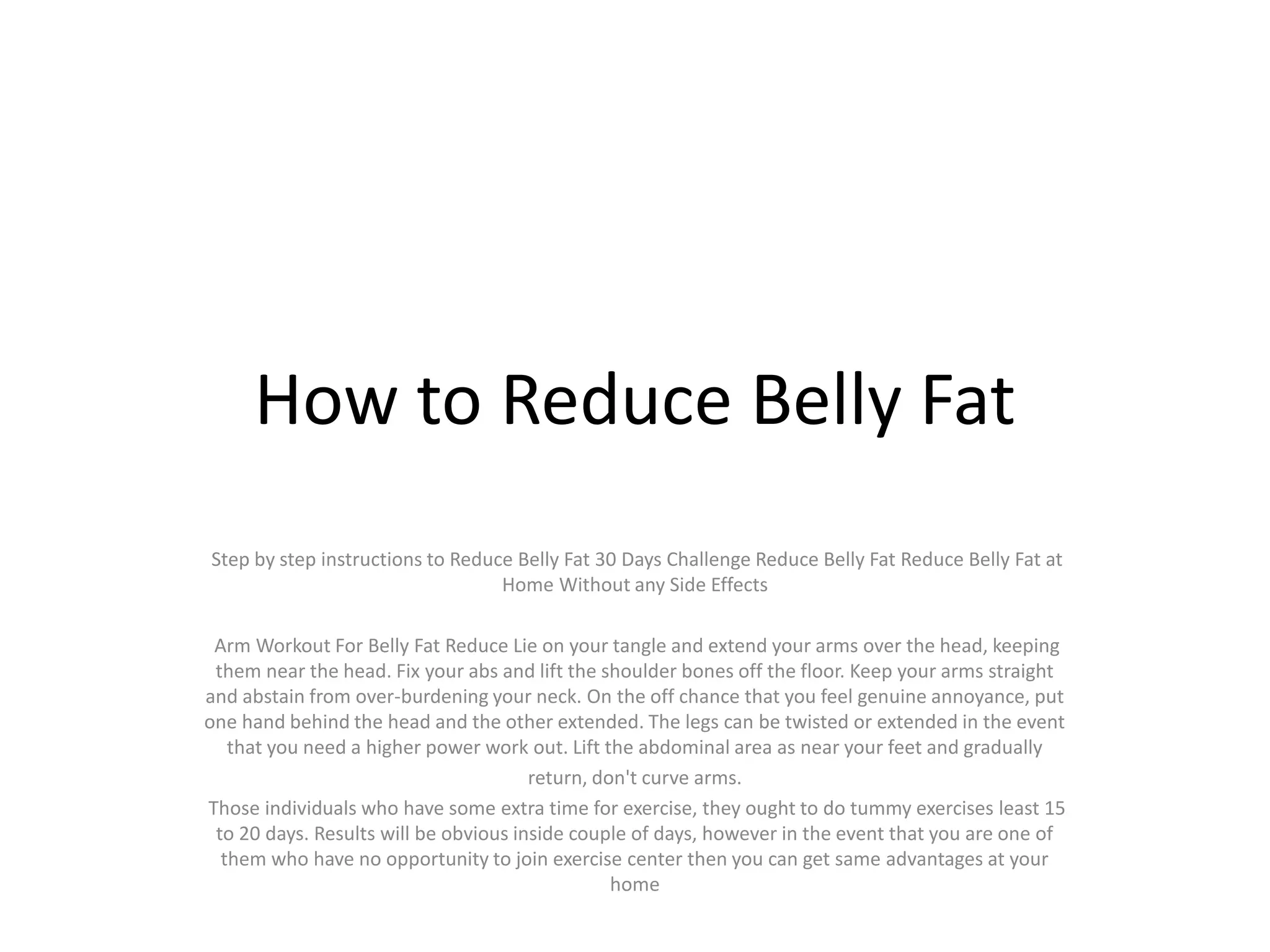 How To Reduce Belly Fat Ppt