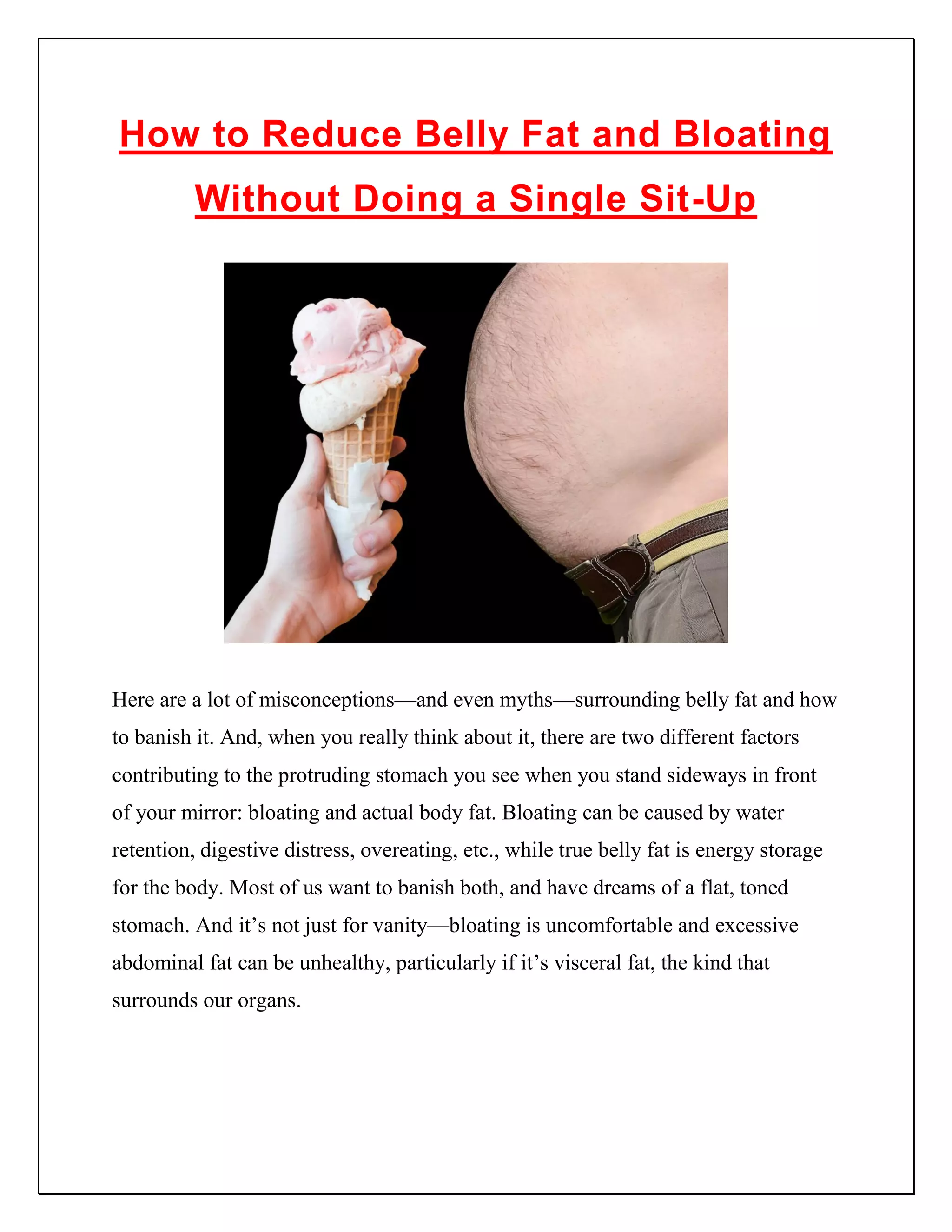 How to reduce belly fat and bloating without doing a single sit up | PDF