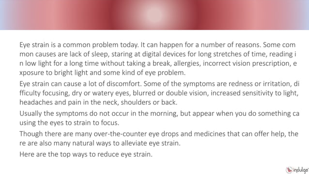 How to reduce eye strain | PPT