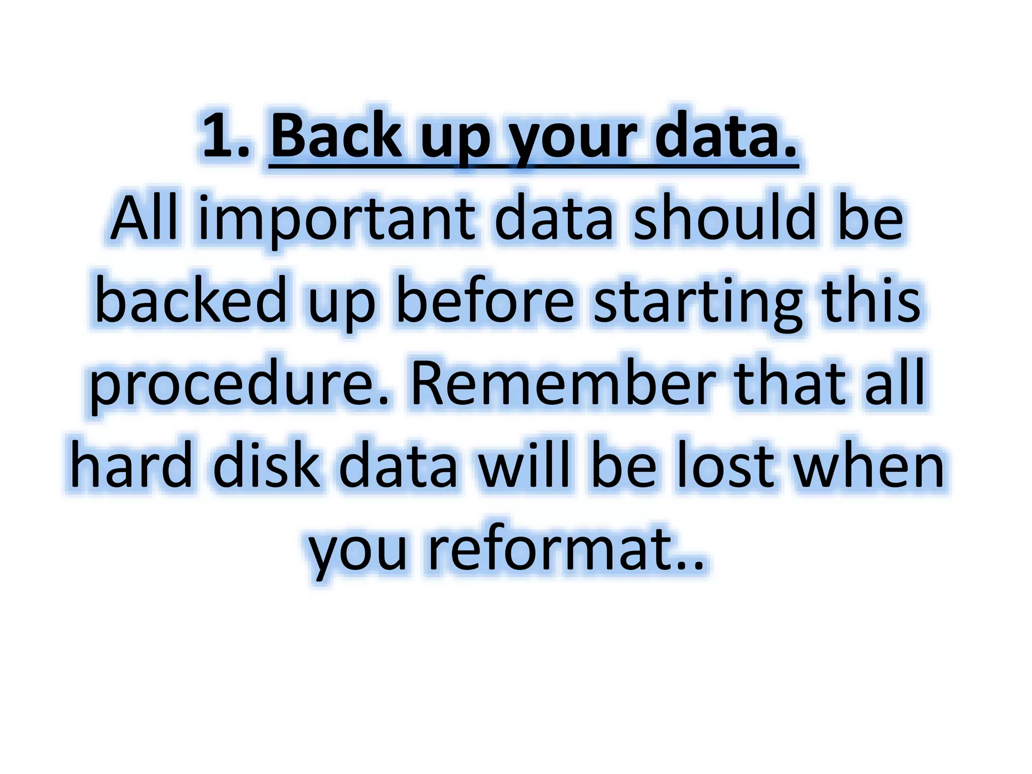 How to reformat pc | PPTX