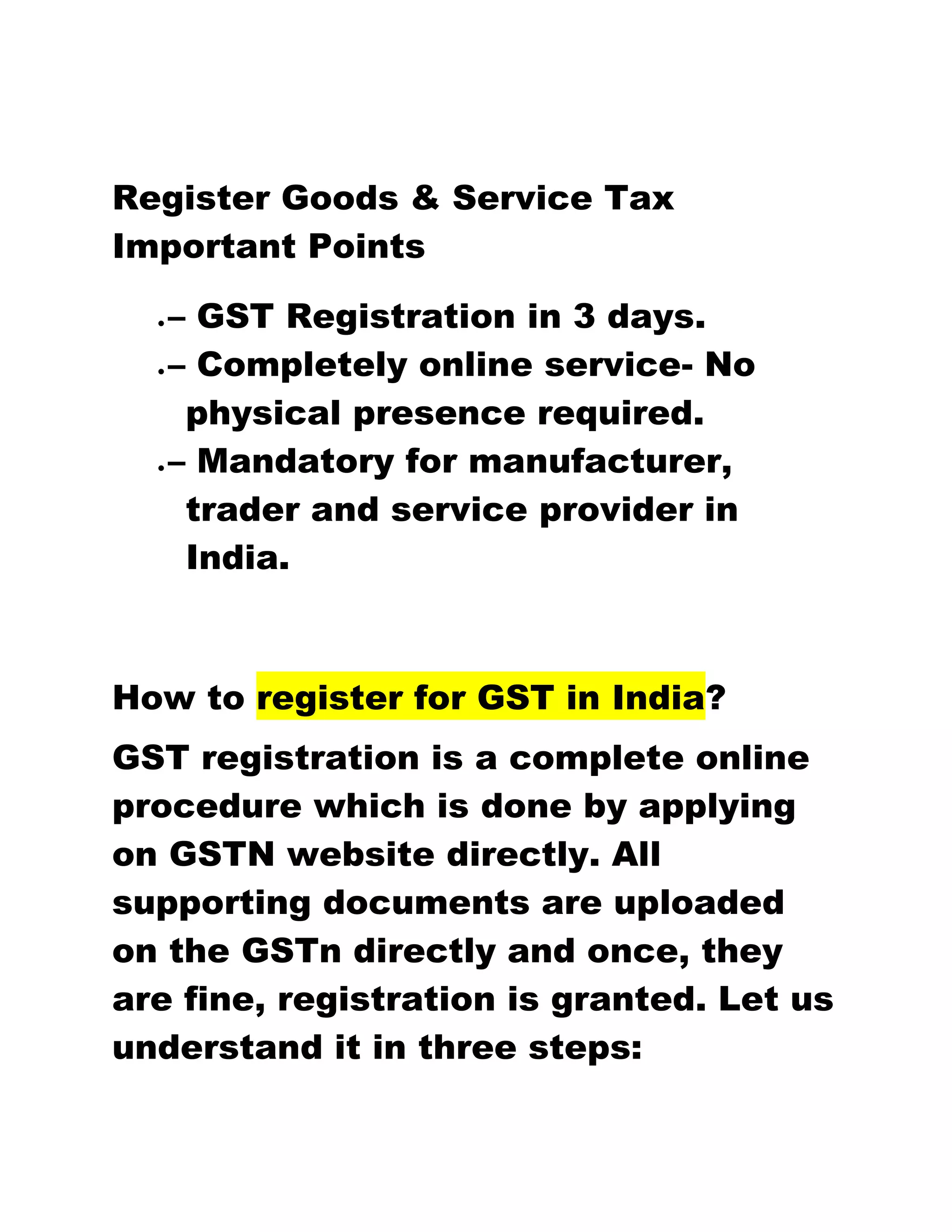 How to register under gst | PDF