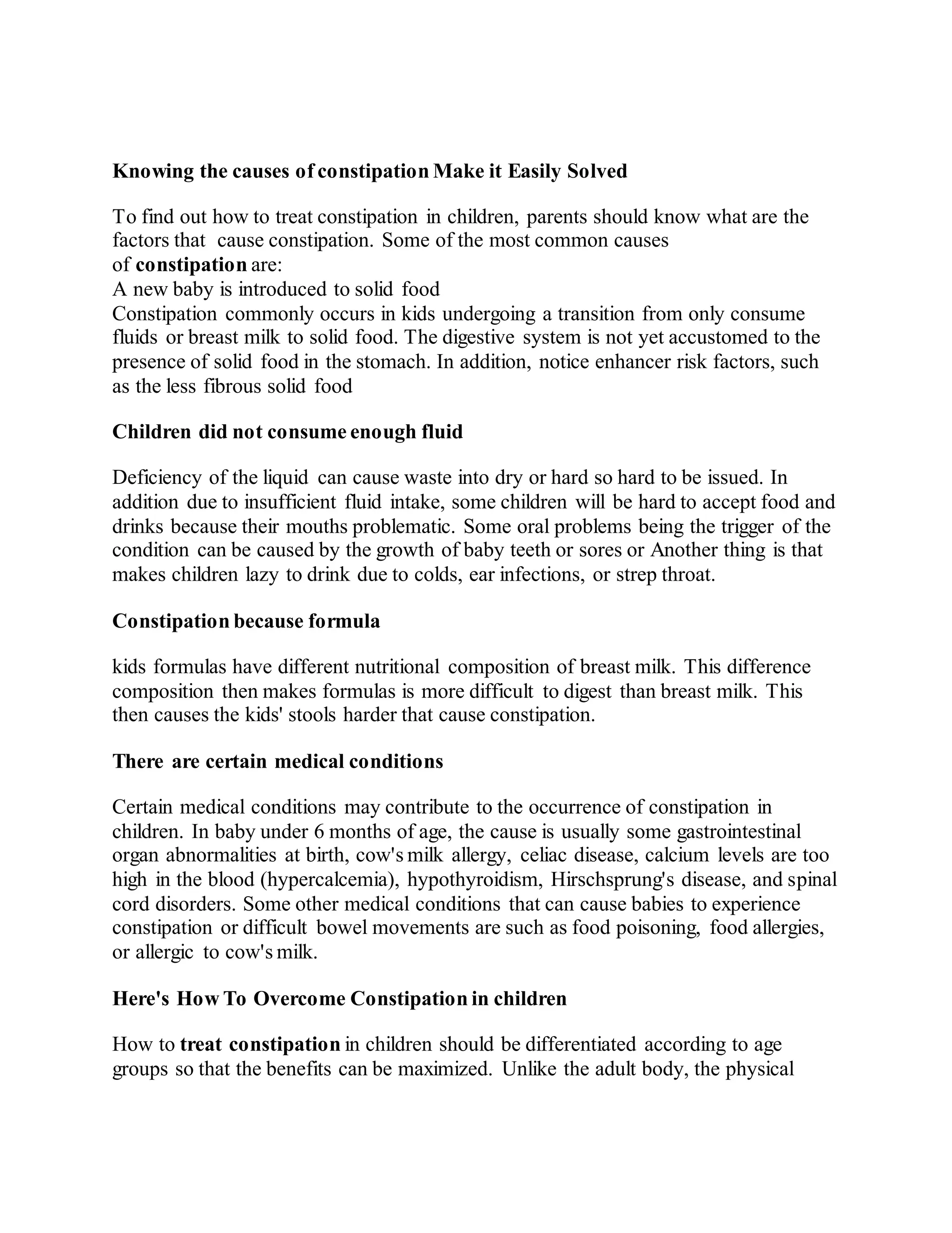 How to relieve constipation in children quickly | DOCX