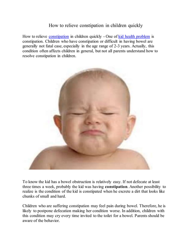 How to relieve constipation in children quickly | PDF | Free Download