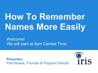 How To Remember Names Better | PDF