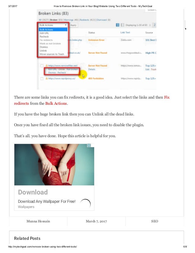 How to remove broken link in your blog website using two different tools