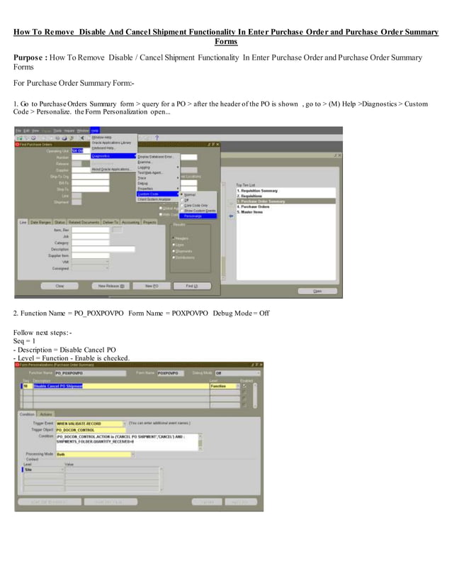 How to remove disable and cancel shipment functionality in enter ...