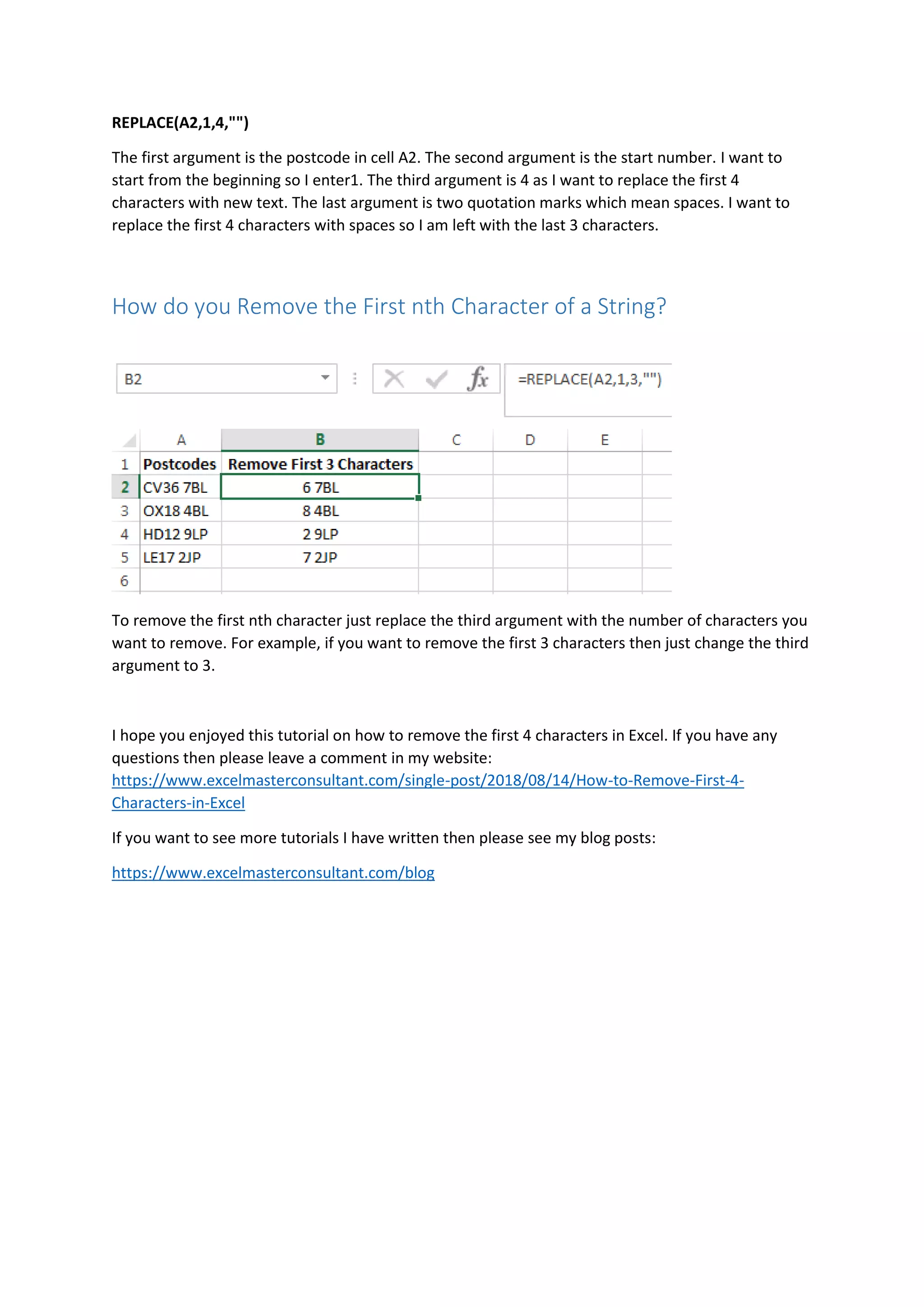 How to Remove First 4 Characters in Excel | PDF