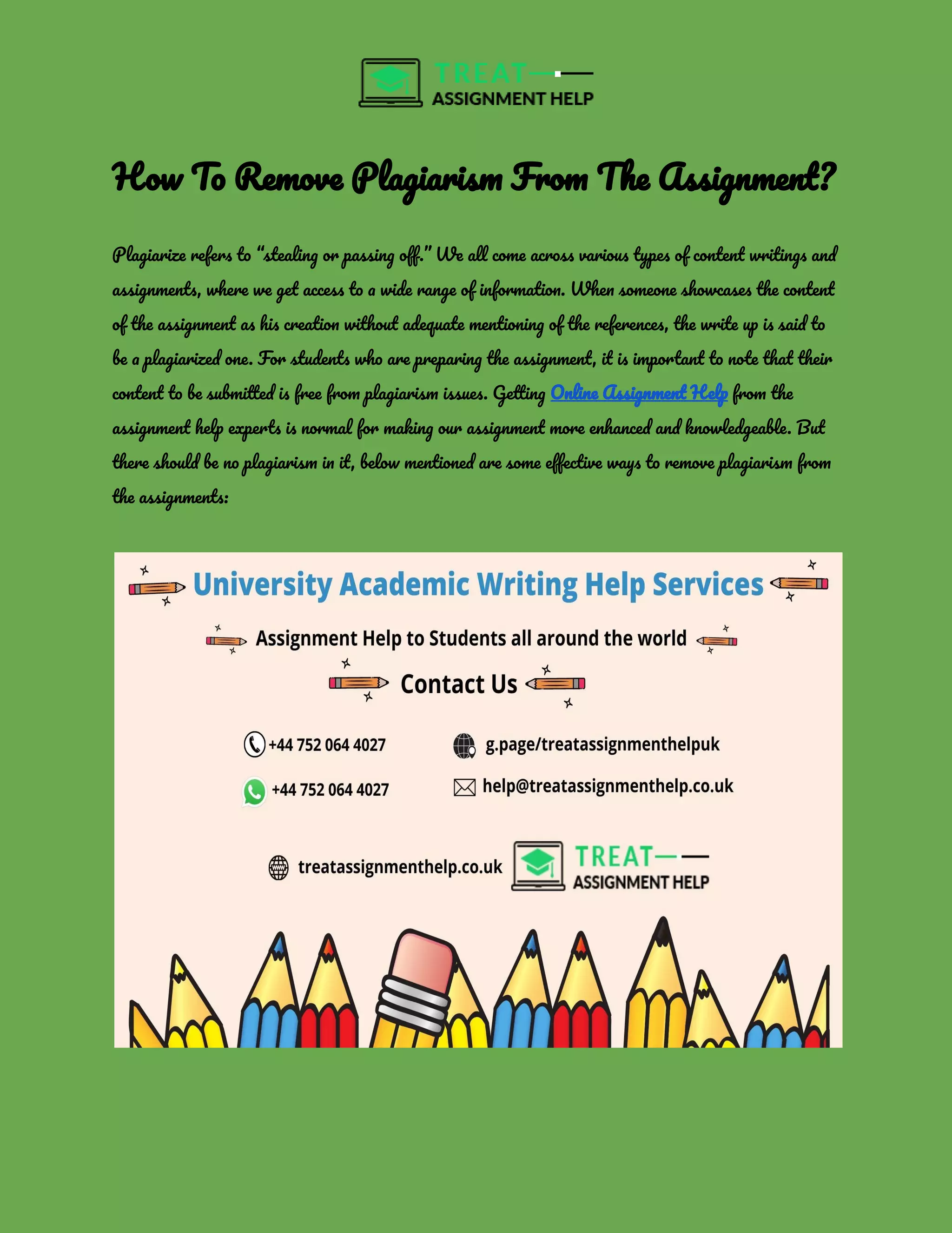 How to remove plagiarism from the assignment | PDF