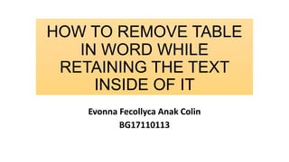 How to remove table in Microsoft Word while retaining the text inside ...