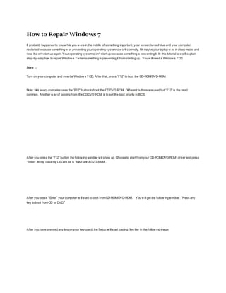 How to repair windows 7 | DOCX