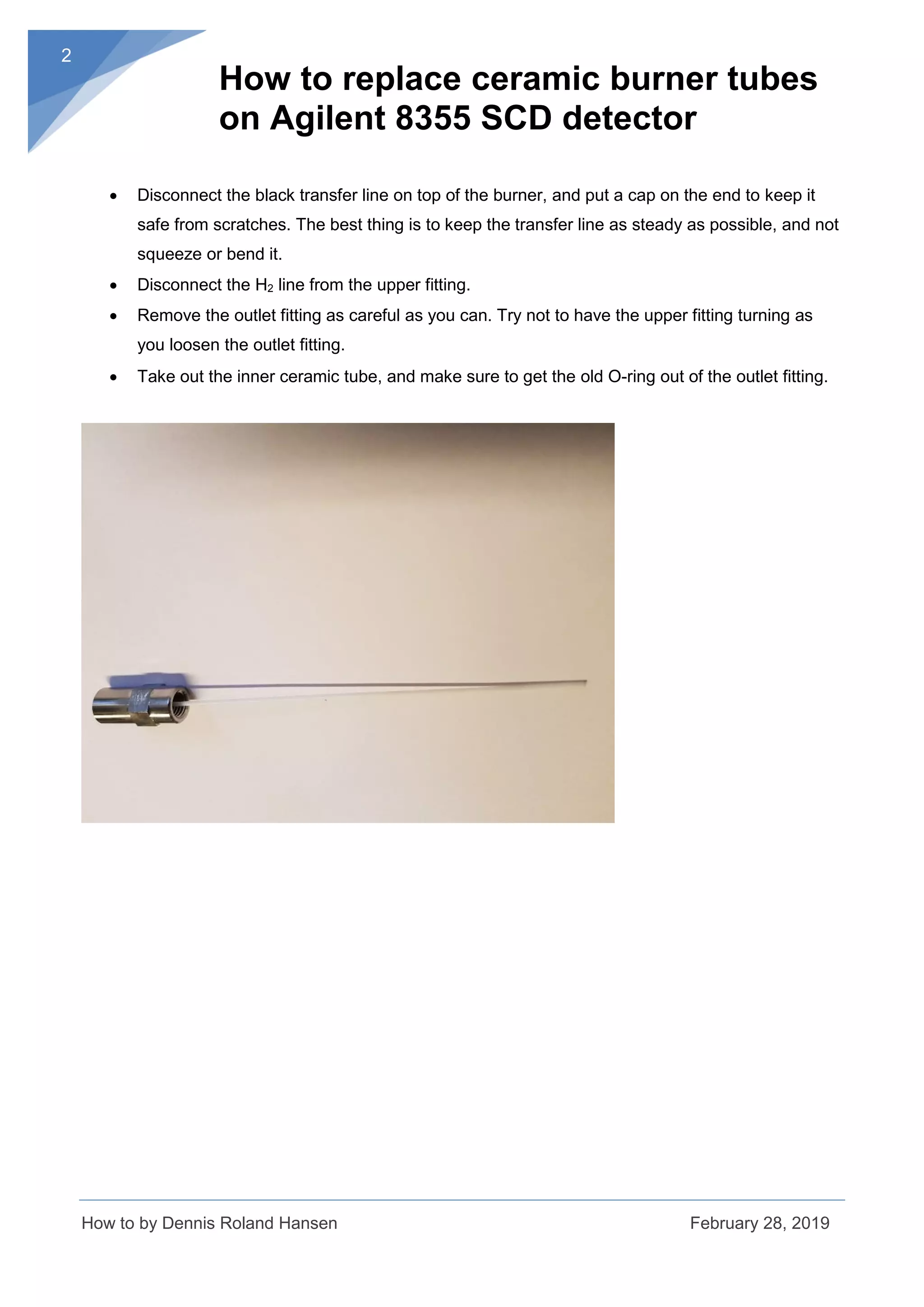 How to replace ceramic burner tubes on agilent 8355 scd detector | PDF