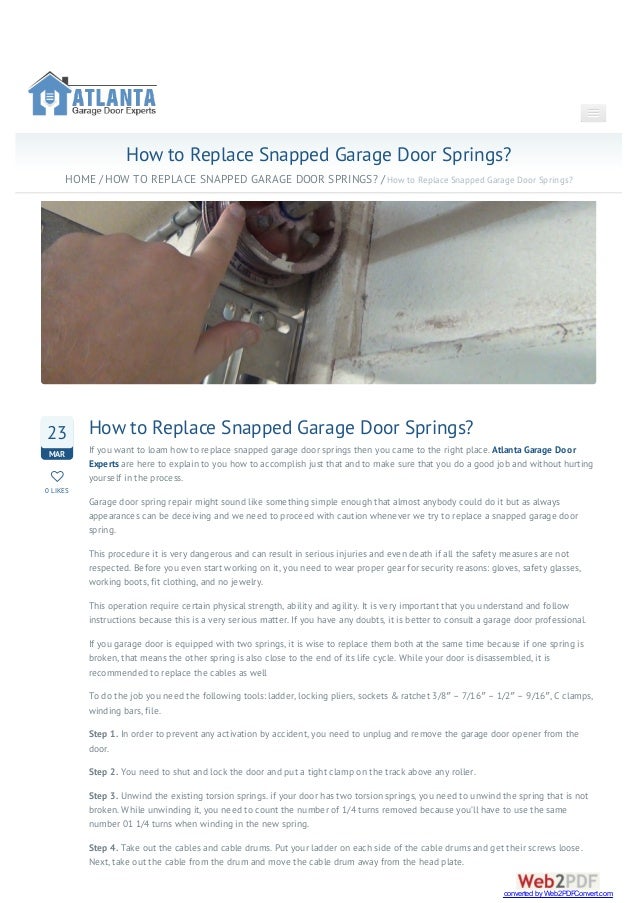 How to replace snapped garage door spring
