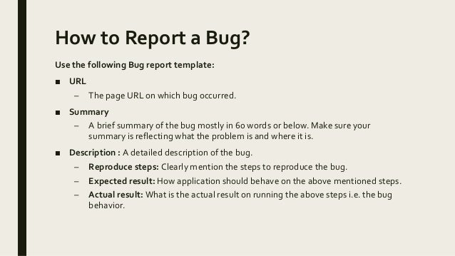How to report bugs
