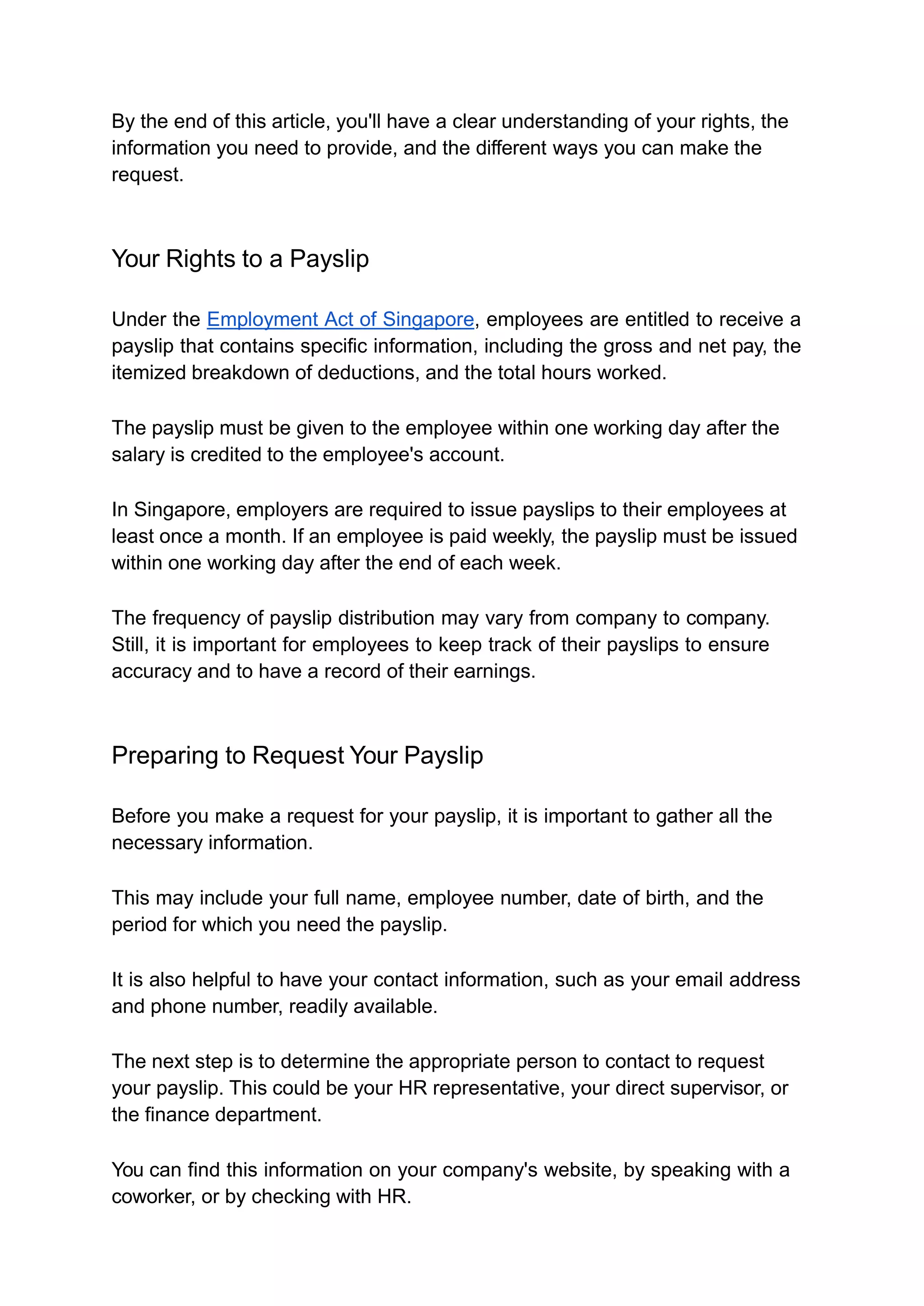 How to Request Your Payslip in Singapore | PPTX